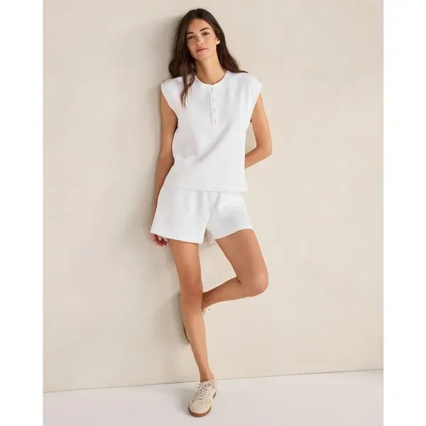 HAVEN WELL WITHIN Organic Cotton Bold Waffle Short Sleeve Henley