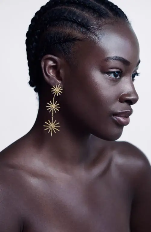 KELLERY Celestial Starburst Triple Drop Earrings