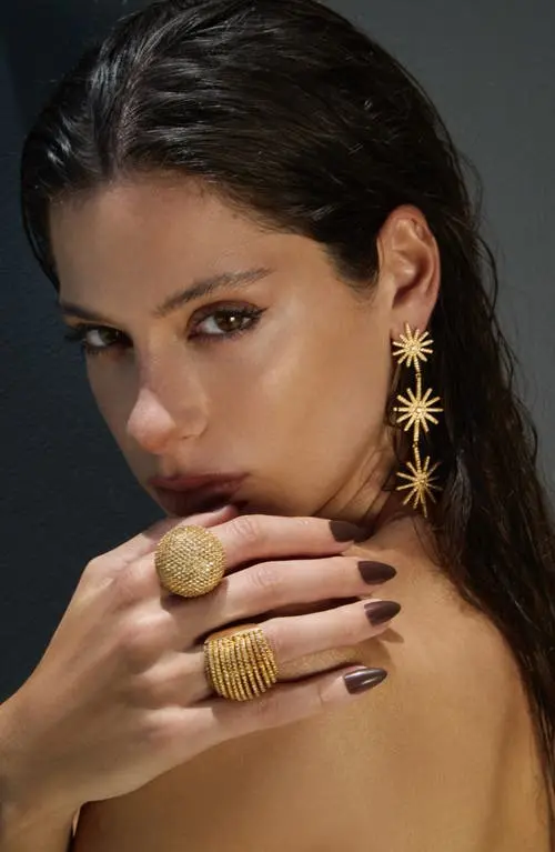 KELLERY Celestial Starburst Triple Drop Earrings