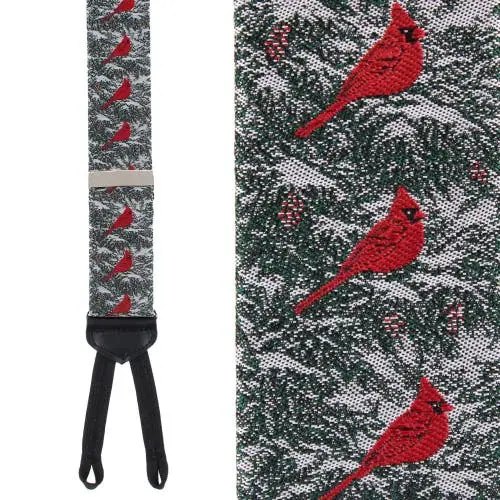 Trafalgar Snowy Virginia Nightingale Silk Formal End Suspenders - Green