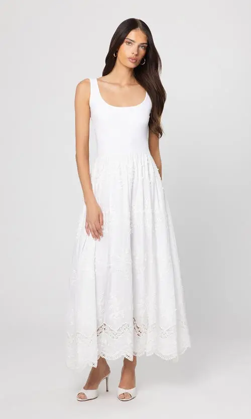 Generation Love Leann 3d Voile Combo Midi Dress - White