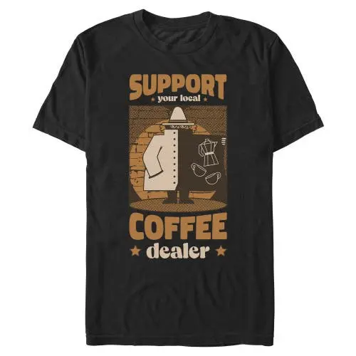 LOST GODS Local Coffee Dealer Short Sleeve Graphic T-shirt - Black
