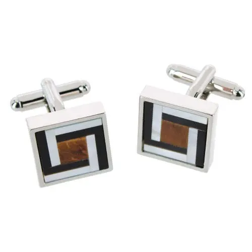 Trafalgar Dallas Square Joint Stone Cufflinks - Silver