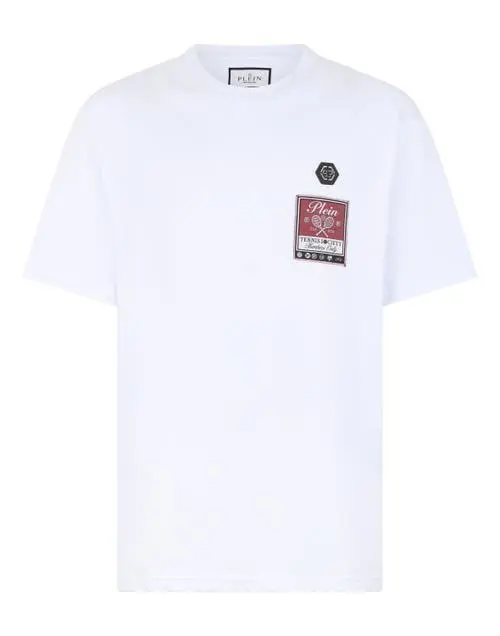 Philipp Plein Round Neck T-shirt Tennis Society Label - White