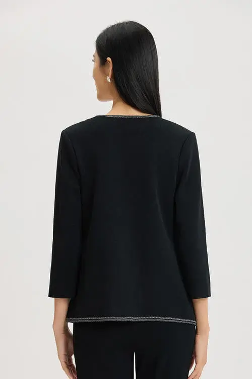 Ming Wang Heritage Grid Trim Knit Jacket