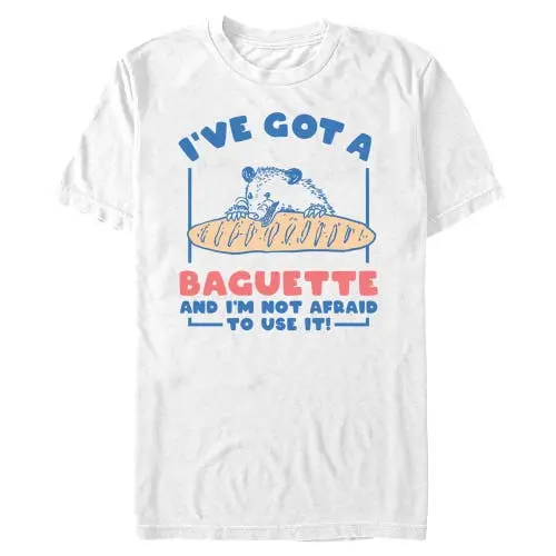LOST GODS Opossum Baguette Drawing Graphic T-shirt - White