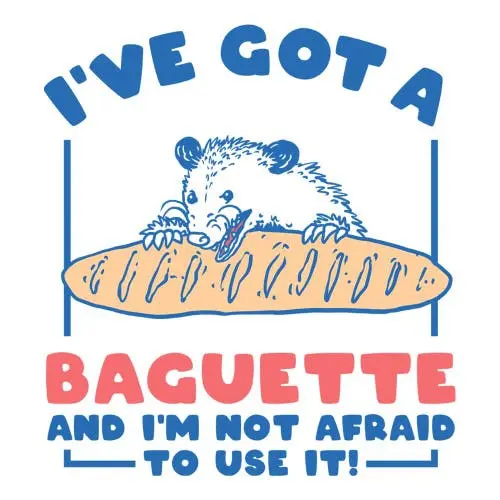 LOST GODS Opossum Baguette Drawing Graphic T-shirt