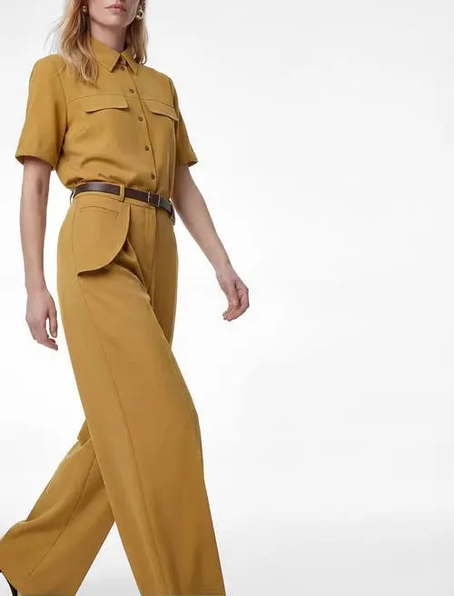 Koton Wide Leg Belted Trousers With Pocket Detail