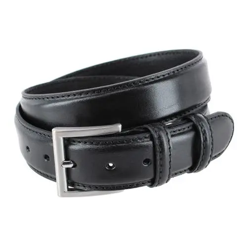 Trafalgar Rocco 40mm Italian Leather Belt With Contrast Stitching - Black