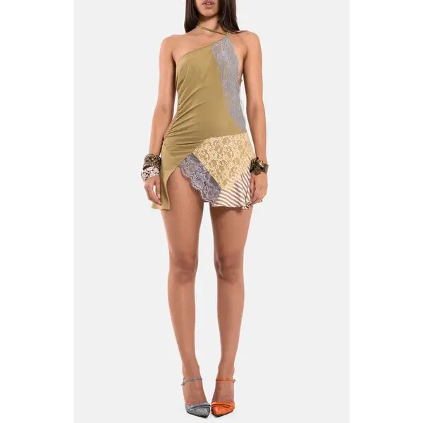 JADED LONDON Reworked Asymmetric Lace Minidress - Multi