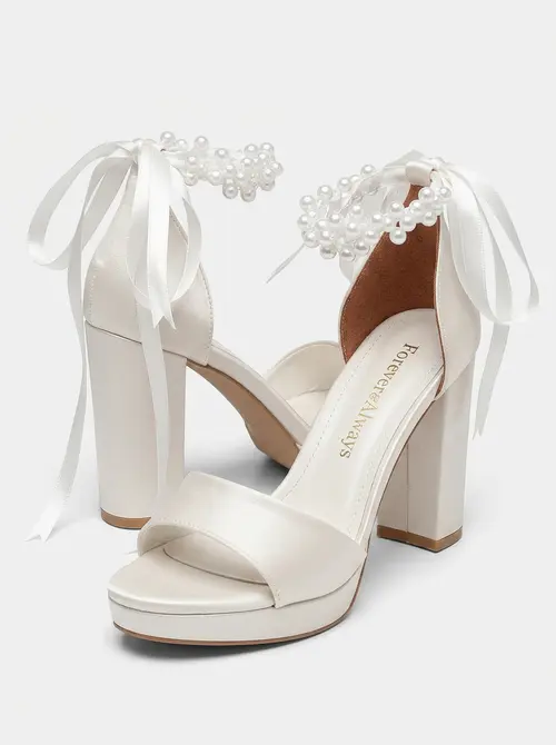 PROLOGUE SHOES Maera Block Heel Bridal Sandal