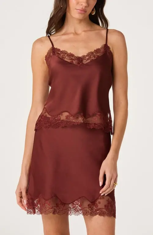 Astr The Label Yulissa Lace Hem Miniskirt - Rust