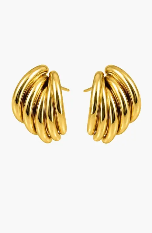 KELLERY French Vintage Layered Spiral Stud Earrings - Gold