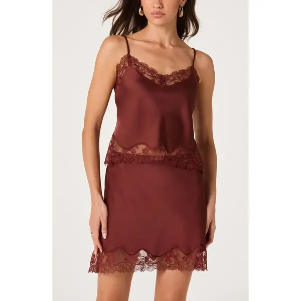 Astr The Label Yulissa Lace Trim Camisole - Rust