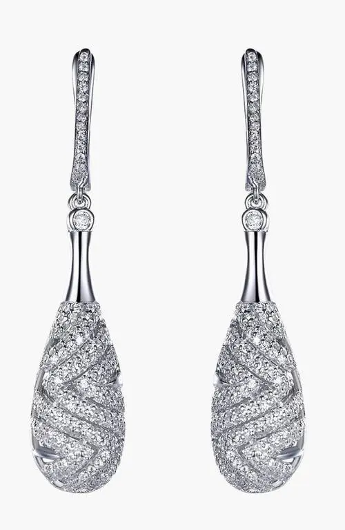 KELLERY Ethereal Raindrop Pavé Zirconia Drop Earrings - Silver
