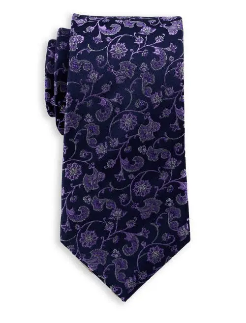 OAK HILL PREMIUM BY DXL Big & Tall Floral Vines Tie - Purple