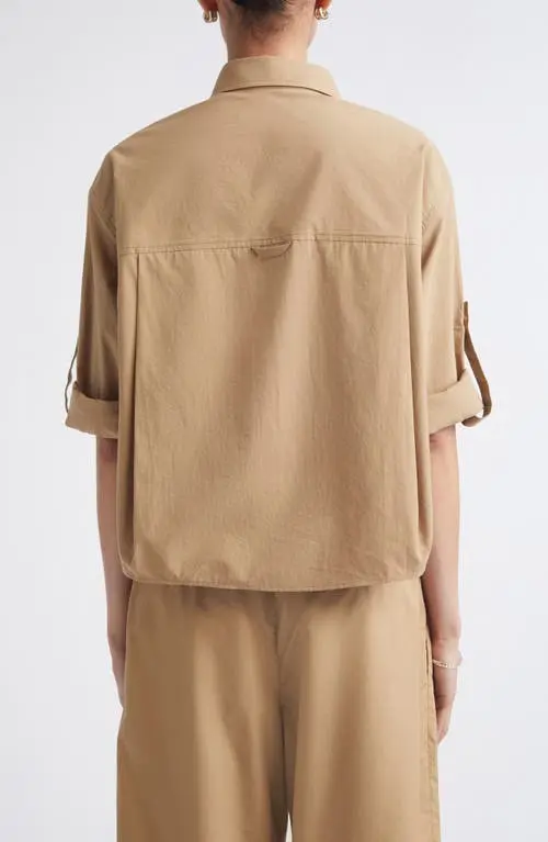 Maria Mcmanus Organic Cotton Roll-tab Sleeve Crop Shirt