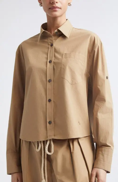 Maria Mcmanus Organic Cotton Roll-tab Sleeve Crop Shirt