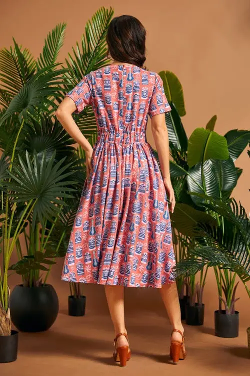 MODCLOTH Fit & Flare Midi Dress With Tropical Print