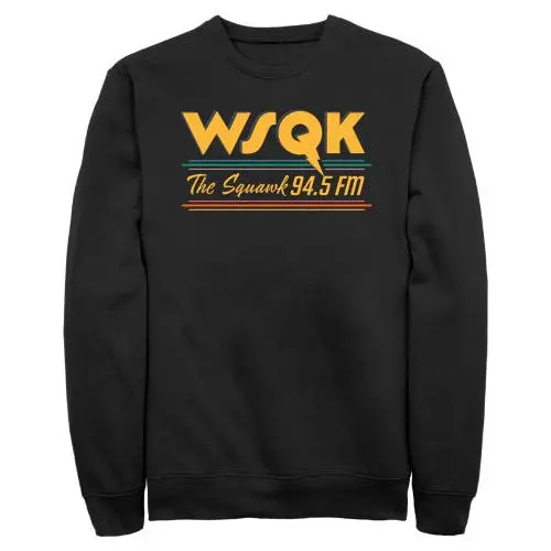 STRANGER THINGS Vintage Radio The Squawk Wsqk Sweatshirt - Black