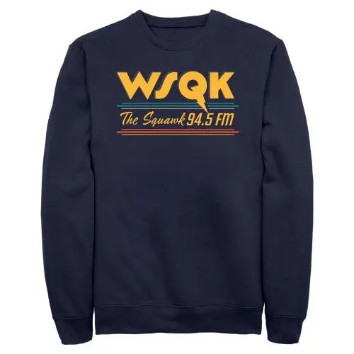 STRANGER THINGS Vintage Radio The Squawk Wsqk Sweatshirt - Navy Blue