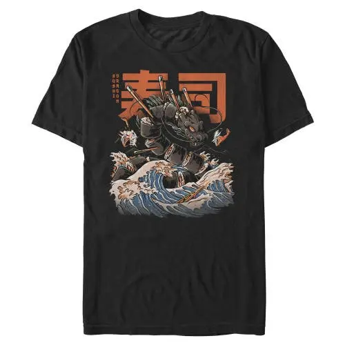 LOST GODS Sushi Dragon Ocean Wave Graphic T-shirt