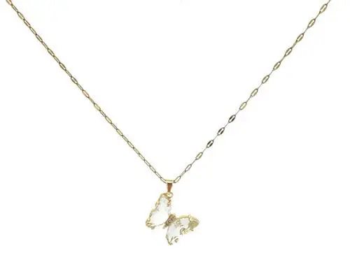 GEMINI JEWELRY Butterfly Crystal Pendant Necklace - Yellow