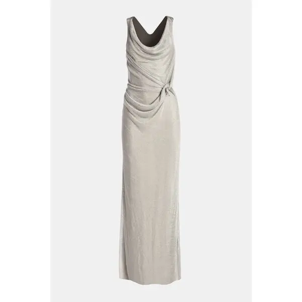 KATE BARTON Naomi Cowl Neck Maxi Dress - Silver