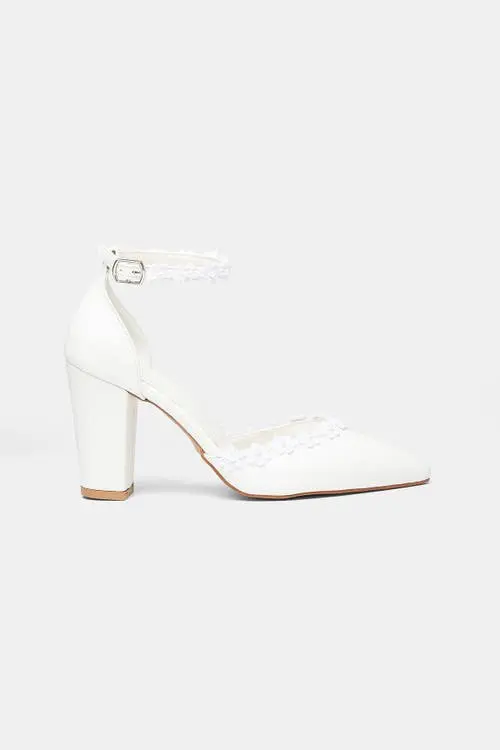 PROLOGUE SHOES Alisa Block Heel Bridal Pointed Toe Pump