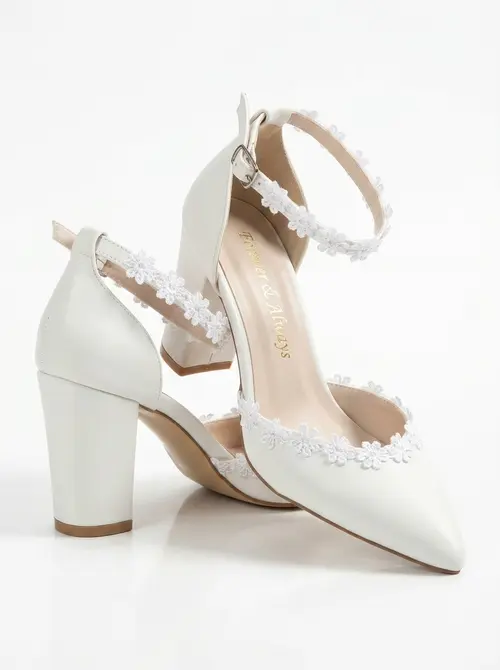 PROLOGUE SHOES Alisa Block Heel Bridal Pointed Toe Pump