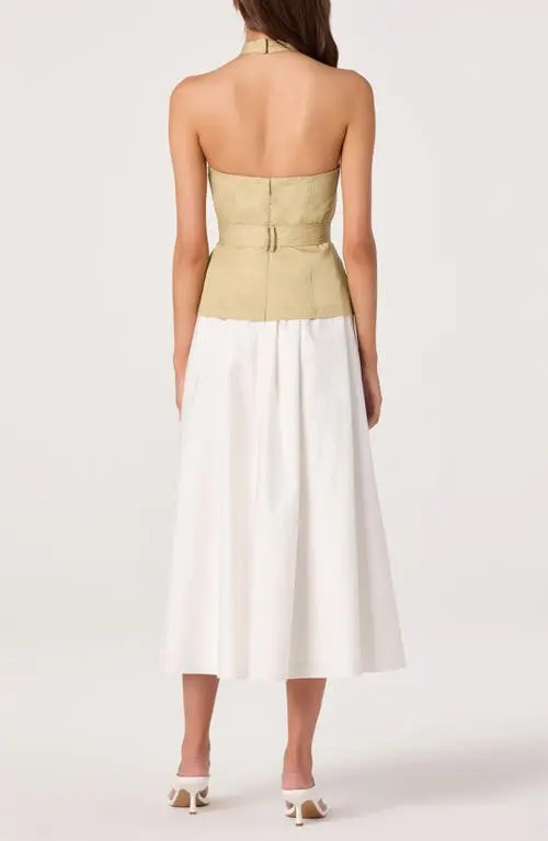Astr The Label Aleda Halter Neck Cotton Midi Dress