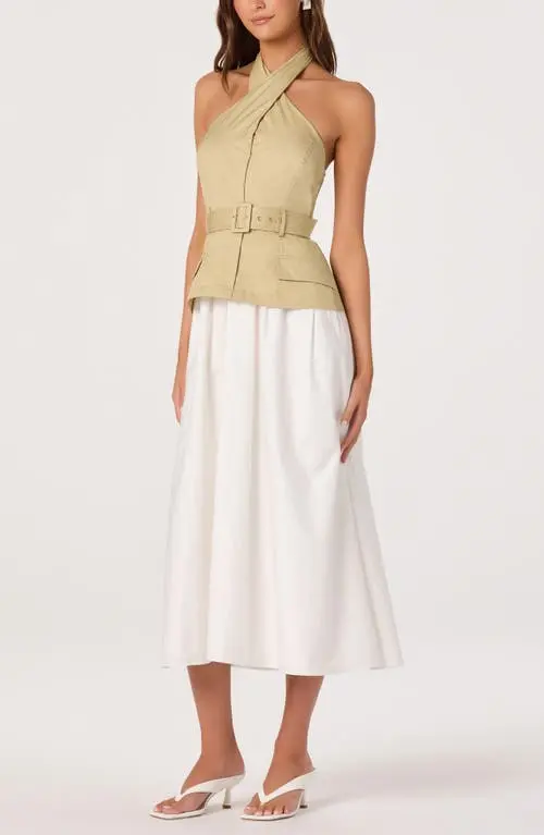 Astr The Label Aleda Halter Neck Cotton Midi Dress