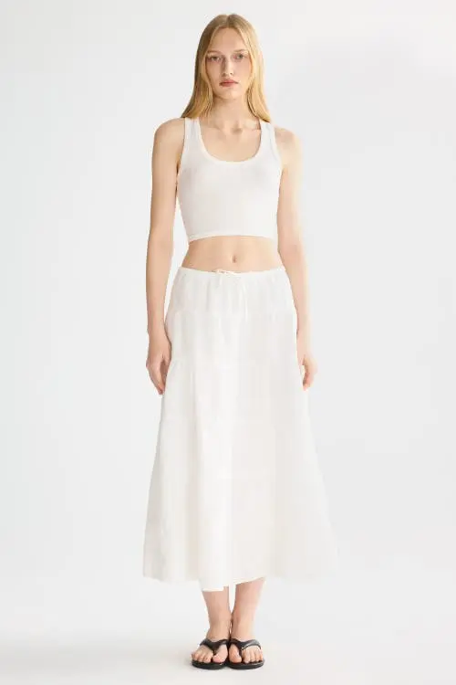 OROLAY Bouquet Linen Skirt - White