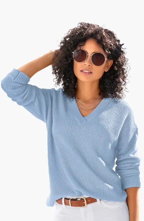 LASCANA Ribbed V-neck Sweater