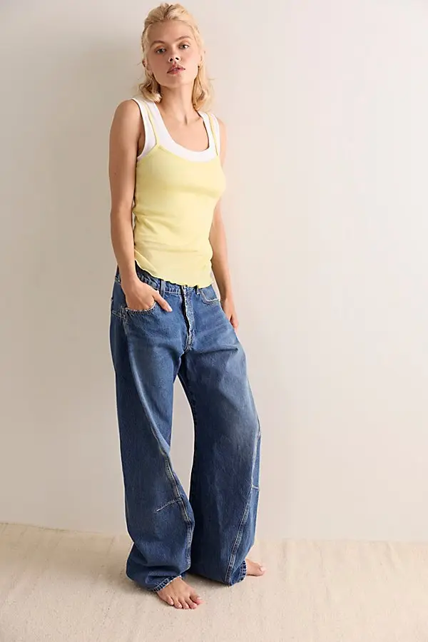 Free People Intimately Barely Bare Rib Cami - Lemon Grass