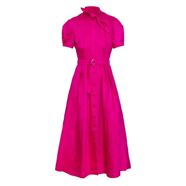 KAROLINA OZOLINSIUTE Rose Bold Maxi Shirt Dress - Pink