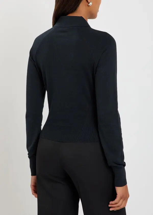Givenchy Logo Embroidered Cotton And Silk-blend Polo Top