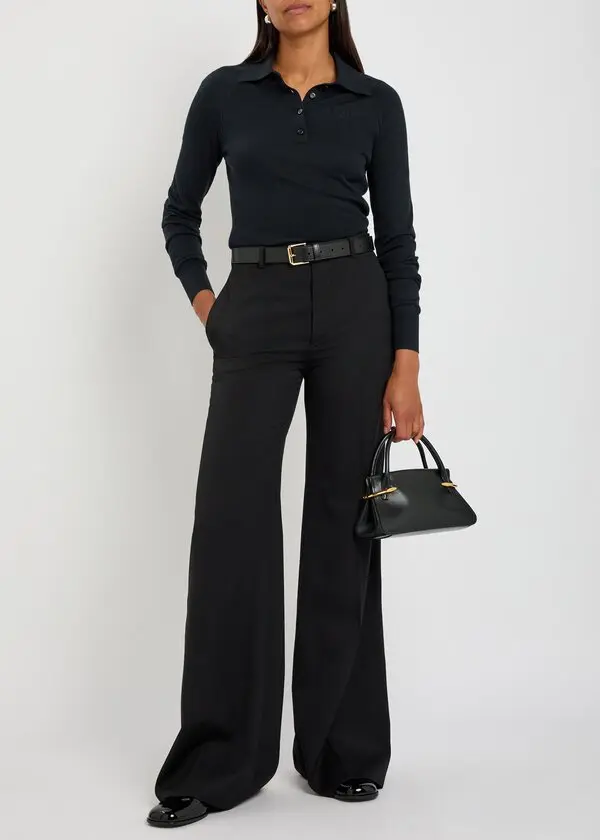 Givenchy Logo Embroidered Cotton And Silk-blend Polo Top