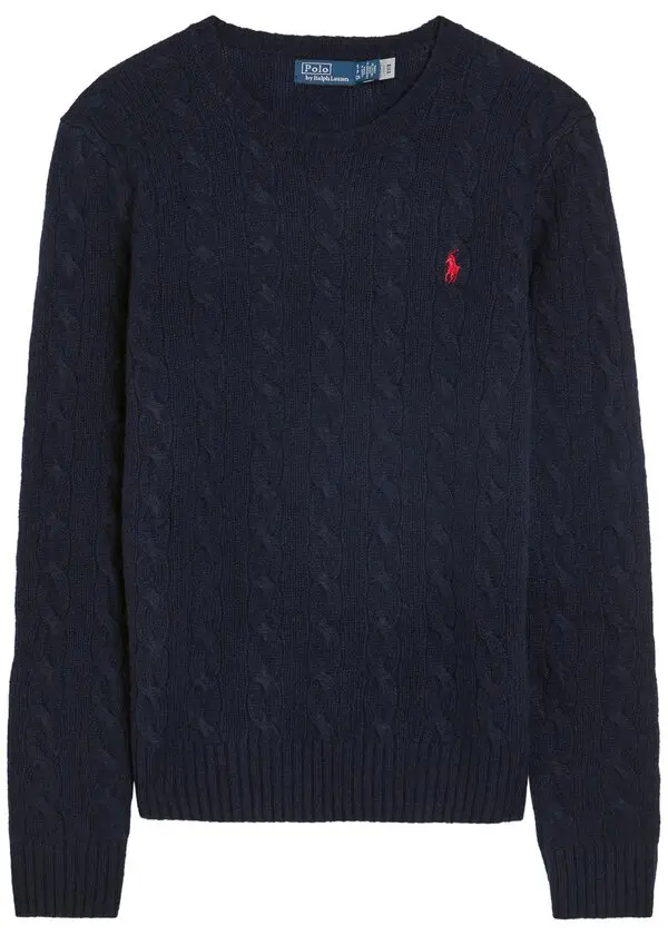 Polo Ralph Lauren Cable-knit Wool And Cashmere-blend Jumper - Navy