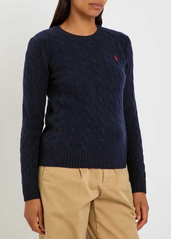 Polo Ralph Lauren Cable-knit Wool And Cashmere-blend Jumper - Navy