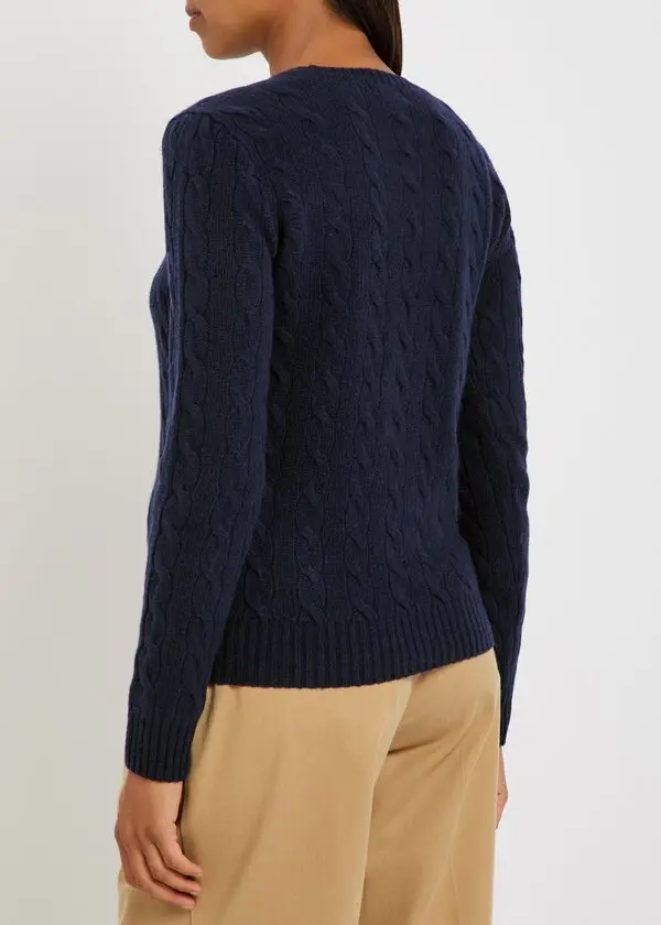 Polo Ralph Lauren Cable-knit Wool And Cashmere-blend Jumper - Navy