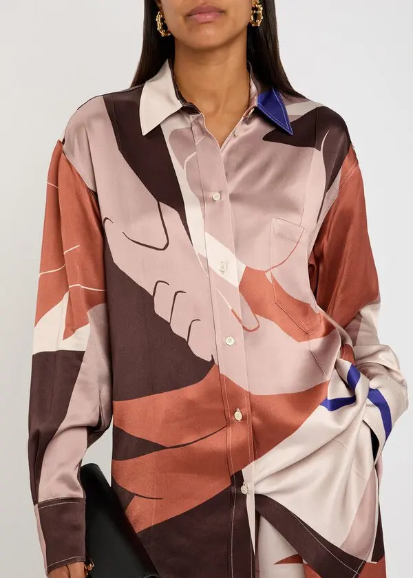 Victoria Beckham Remi Printed Satin-crepe Shirt