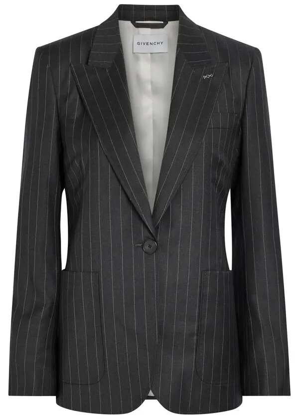 Givenchy Pinstriped Wool Blazer - Grey