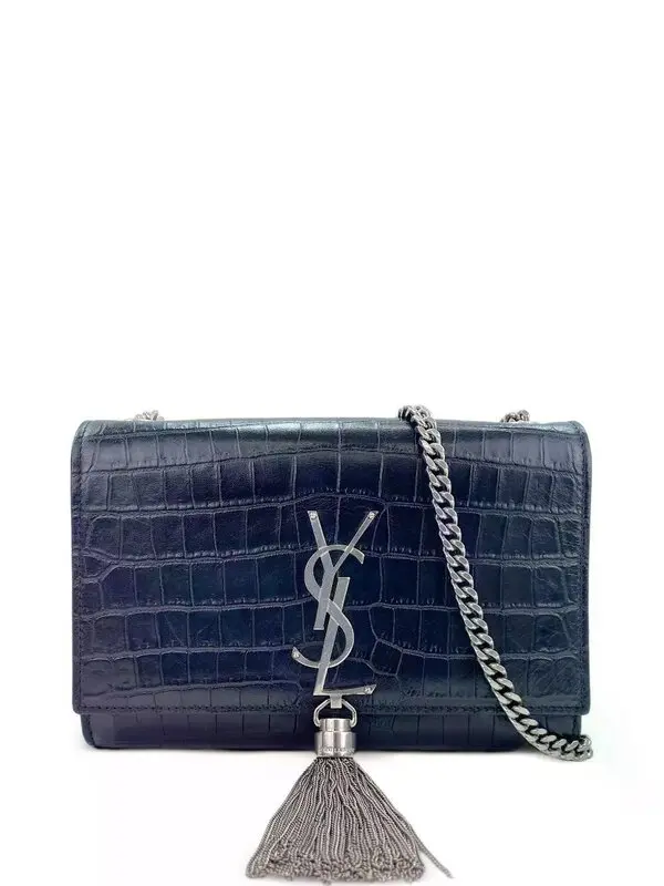 Saint Laurent Crocodile Effect Shoulder Bag - Black