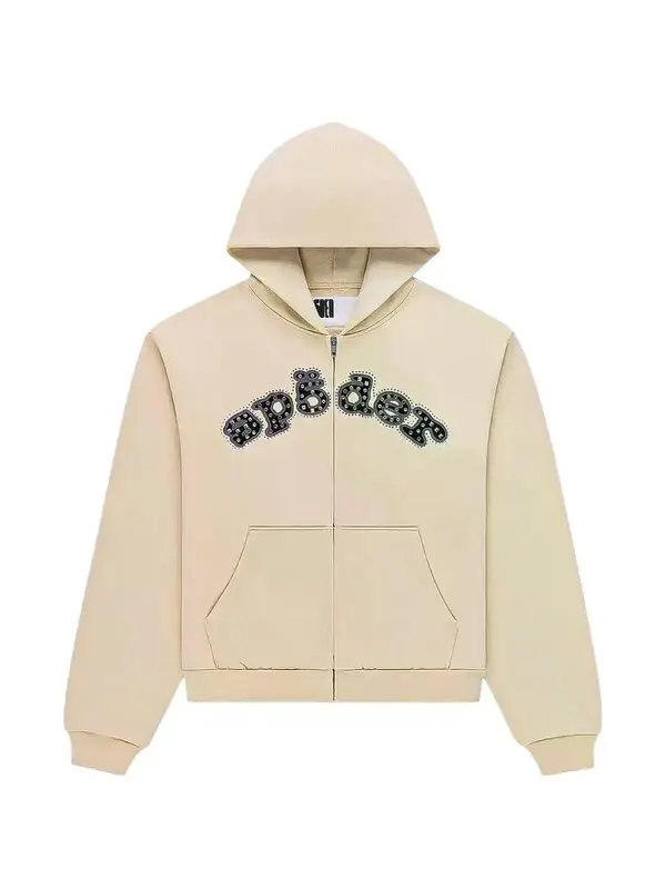 SP5DER Rhinestone-embellished Logo-print Hoodie - Neutrals