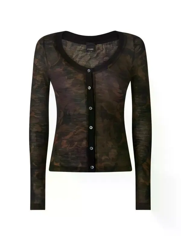 Pinko Floral-print Long-sleeve Cardigan - Brown