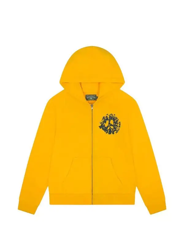 DENIM TEARS Graphic Print Zip-up Hoodie - Yellow