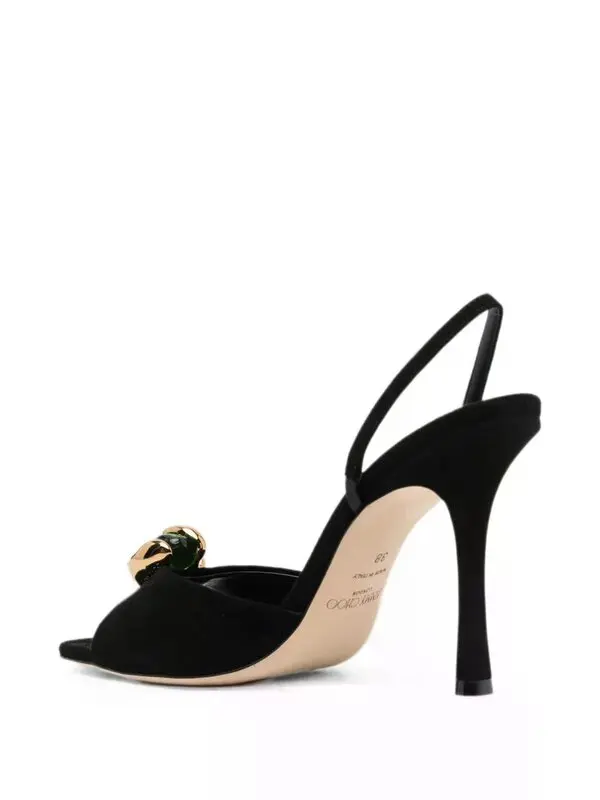 JIMMY CHOO Crystal-embellished Peep-toe Slingback Sandals - Black