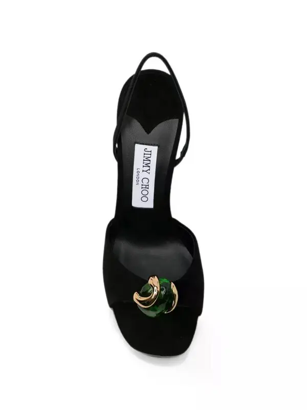 JIMMY CHOO Crystal-embellished Peep-toe Slingback Sandals - Black