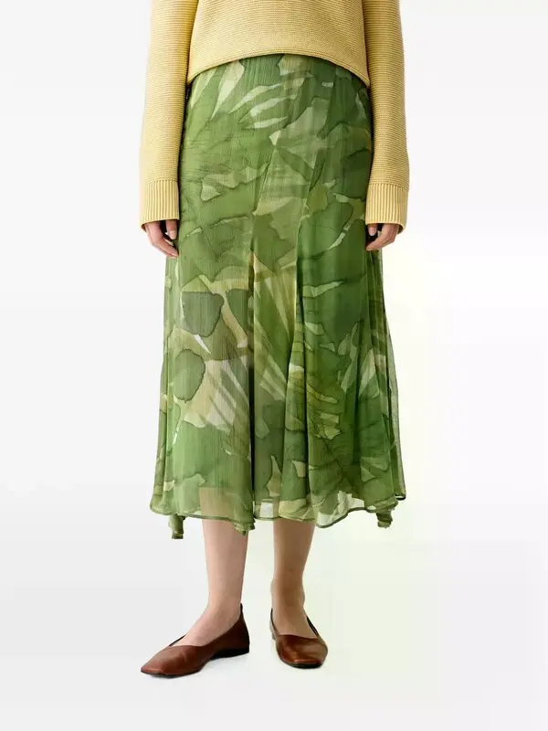 PEDRO DEL HIERRO Leaf-pattern Midi Skirt - Green